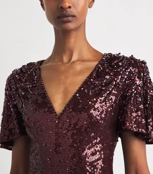 Jenny Packham Sequinned Gown - Red