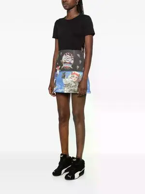The Artistylist Graphic Print Short Sleeve Dress - Blue