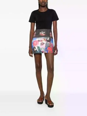 The Artistylist Graphic Print Short Sleeve Dress - Black
