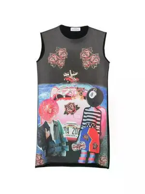 The Artistylist Graphic-print Sleeveless Mini Dress - Black