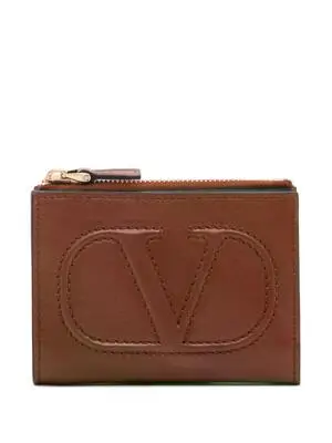 Valentino Garavani Compact Vlogo Walk Wallet In Calfskin - Brown
