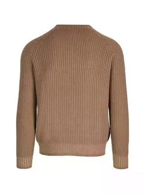 Al Duca D'aosta Ribbed Knit Crew Neck Sweater - Brown