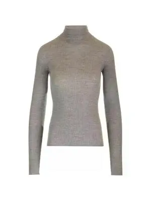 Sportmax Flavia Ribbed-knit Roll Neck Sweater - Grey