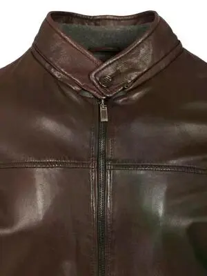 Al Duca D'aosta Ribbed-trim Leather Jacket