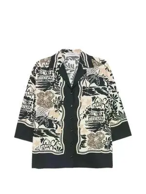 ERMANNO FIRENZE Graphic Print Notch-lapel Shirt - Black