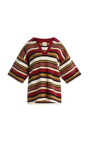 ZULU & ZEPHYR Striped Cotton-linen Knit Polo - Multi