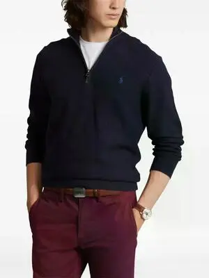 Polo Ralph Lauren Quarter-zip Embroidered Sweater - Blue