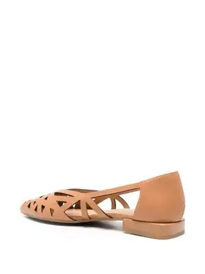 GIOSEPPO Bumala Cut-out Leather Ballet Flats - Brown