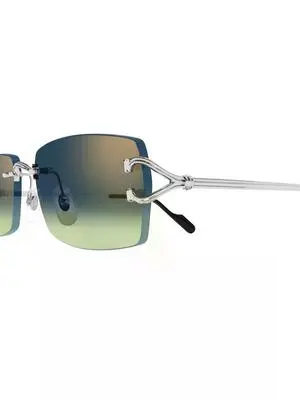 Cartier C Décor Rimless Rectangle Sunglasses - Silver