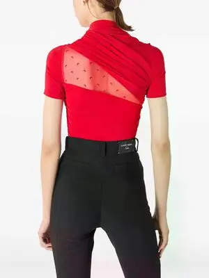 MARINE SERRE Draped Jersey And Plumetis Top