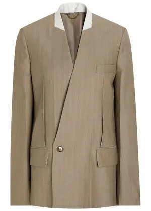 Victoria Beckham Folded-collar Double-breasted Wool Jacket