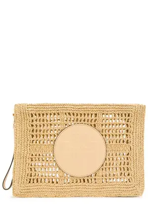 Tory Burch Ella Raffia Clutch - Natural