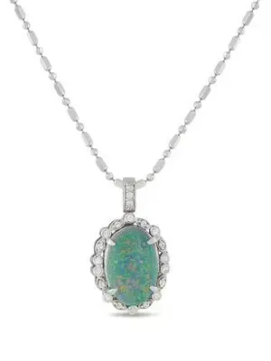 LB EXCLUSIVE 18k White Gold Opal And Diamond Necklace - Silver