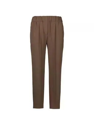 Brunello Cucinelli Pleated Trousers With Elasticated Waist - Brown