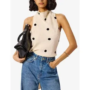 Whistles Polka-dot Halterneck Satin Blouse