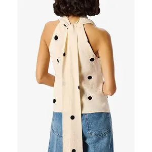 Whistles Polka-dot Halterneck Satin Blouse
