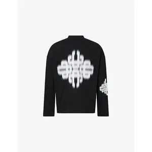 THE COUTURE CLUB Motion Blurred Long-sleeve Cotton T-shirt - Black