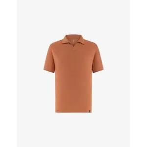Boggi Milano Open-collar Regular-fit Stretch-linen Polo Shirt - Rust