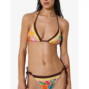 REISS Tina Tropical-print Bikini Top