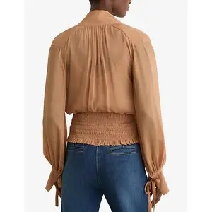 REISS Phoebe Tie-neck Woven Blouse