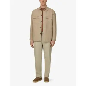 Boggi Milano Flap-pocket Washed Linen Overshirt