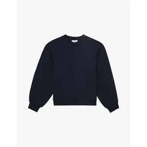 REISS Charlie Round-neck Cotton-blend Sweatshirt - Navy