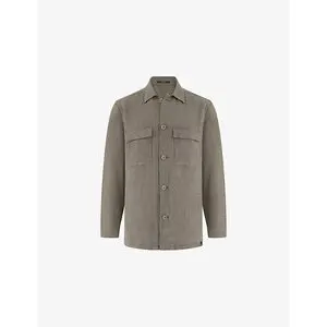 Boggi Milano Washed Linen Overshirt - Light Green