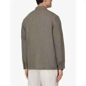 Boggi Milano Washed Linen Overshirt - Light Green