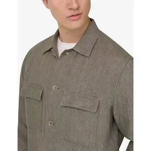 Boggi Milano Washed Linen Overshirt - Light Green