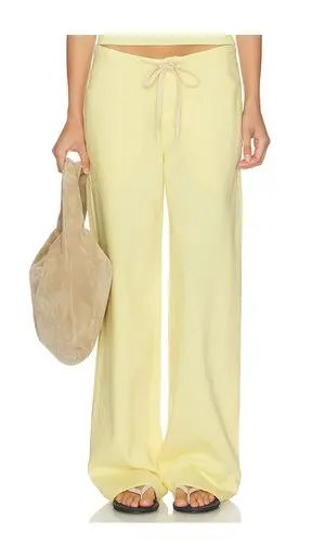 DL1961 Aura Sienna Low Slung Relaxed Wide Leg Jeans - Lemon