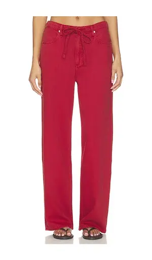 Rag & Bone Featherweight Phoebe Drawstring Wide Jeans - Red