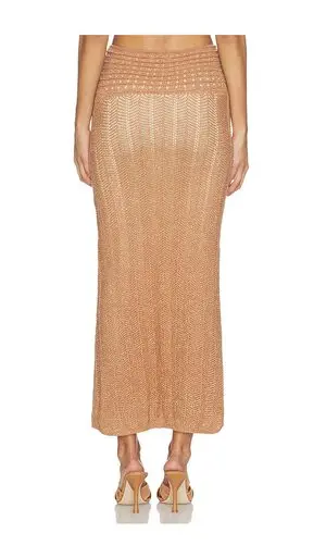 CAPITTANA Metallic Knit Maxi Skirt With Gold-tone Hardware - Tan