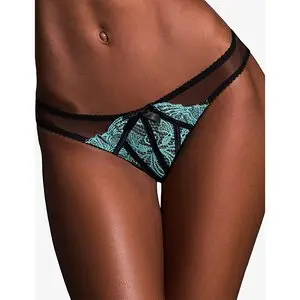 Agent Provocateur Rozlyn Mesh And Lace Bikini Briefs - Mint/black