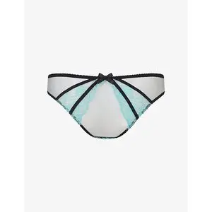 Agent Provocateur Rozlyn Mesh And Lace Bikini Briefs - Mint/black