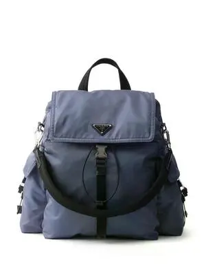 Prada Explore Re-nylon And Leather Backpack - Blue