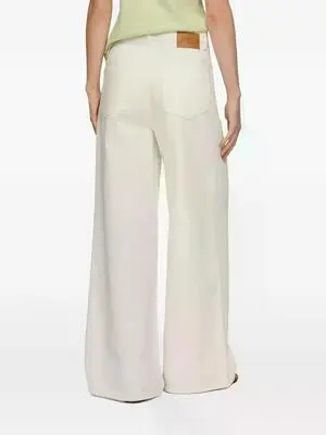 GANNI Lace-trimmed Straight-leg Jeans - Neutrals