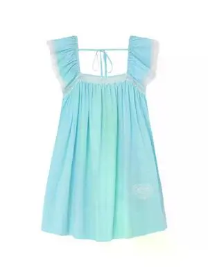 GANNI Gingham Lace-trimmed Dress - Blue