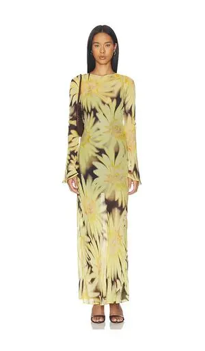 THE WOLF GANG Lottie Maxi Dress In Print - Yellow