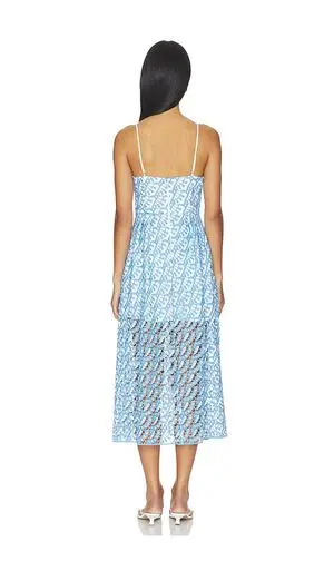 MILLY Hazel Embroidered Midi Dress
