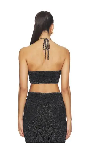 CAPITTANA Halterneck Metallic Knit Top - Black