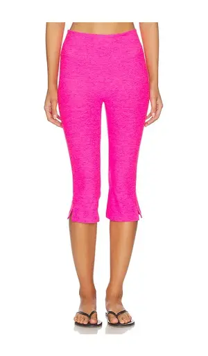 Beyond Yoga Spacedye Midi Rise Slit Pedal Pusher Pants - Fuchsia