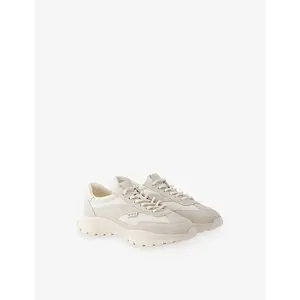 Prada Panelled Woven And Suede Trainers - White
