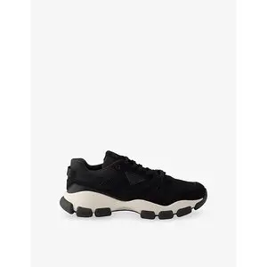 Prada Prada Panelled Mesh And Suede Lace-Up Trainers Black