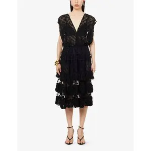 Dries Van Noten Polka Dot Mesh Midi Dress