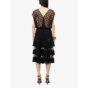 Dries Van Noten Polka Dot Mesh Midi Dress