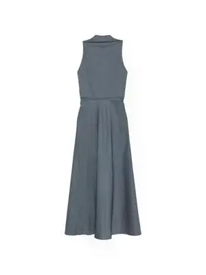 LUISA CERANO Wrap-style Belted Midi Dress - Grey