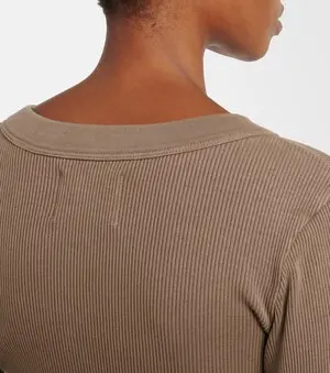 Citizens Of Humanity Varra Ribbed-knit Henley Shirt - Brown