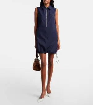 Prada Sleeveless Polo Dress With Zipped Front And Drawstring Hem