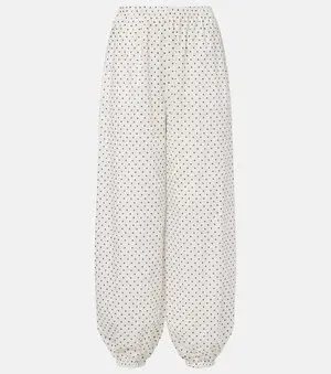 Posse Evie Polka-dot Balloon Pants - White