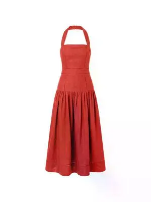 NICHOLAS Vivianne Halterneck Midi Dress - Red